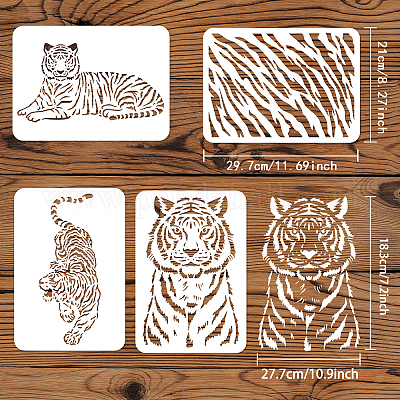 Wholesale FINGERINSPIRE 4 Pcs Tiger Stencils for Painting 29.7x21cm ...