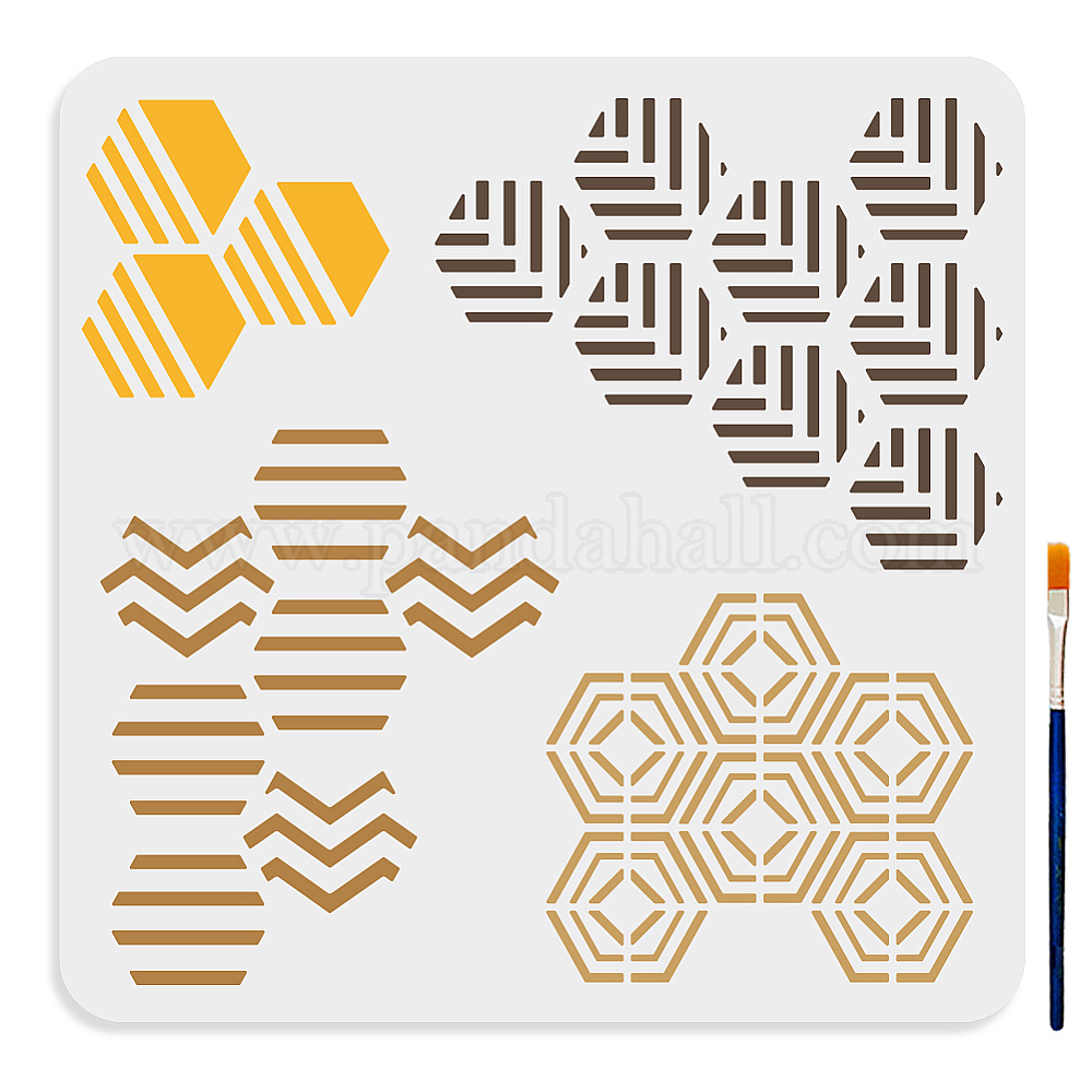 Wholesale MAYJOYDIY 4 Styles Geometric Honeycomb Stencils 11.8×11.8inch ...