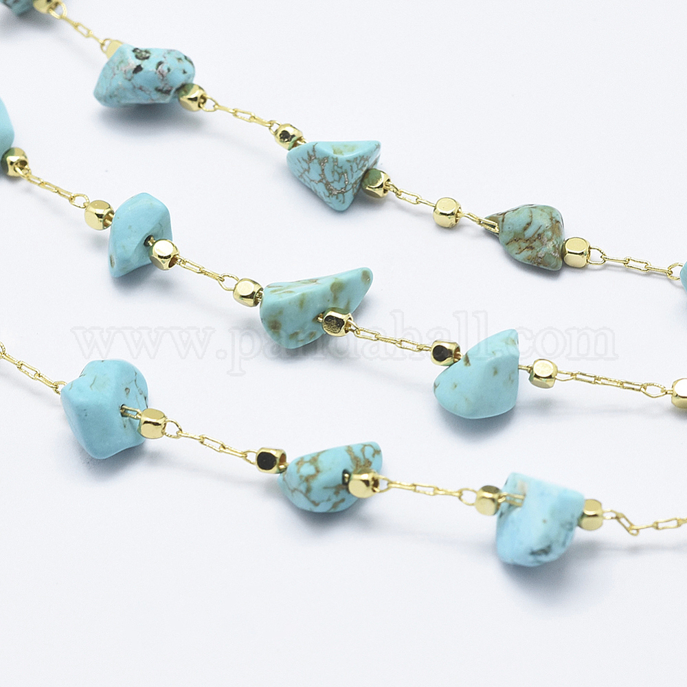 Wholesale Handmade Synthetic Turquoise Beaded Chains - Pandahall.com
