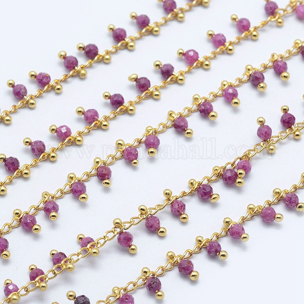 Wholesale Synthetic Ruby Handmade Beaded Chains - Pandahall.com