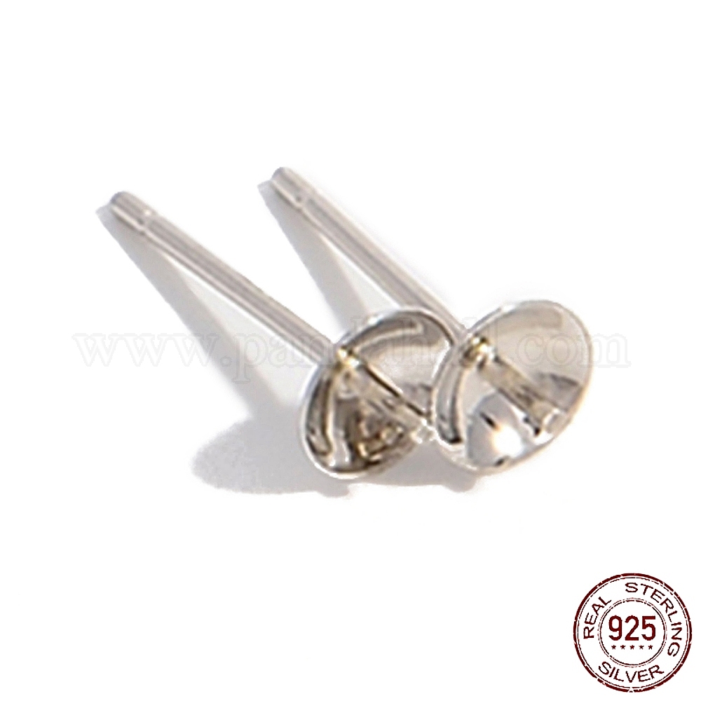 Wholesale Rhodium Plated 925 Sterling Silver Stud Earring Findings ...