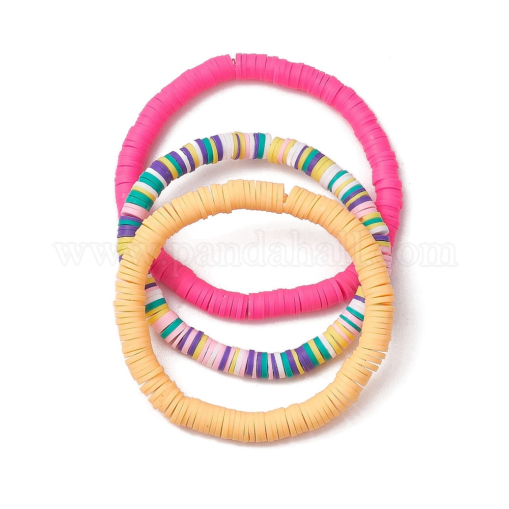 Wholesale 3Pcs 3 Colors Polymer Clay Disc Beaded Stretch Bracelet Sets ... Wholesale 3Pcs 3 Colors Polymer Clay Disc Beaded Stretch Bracelet Sets ...