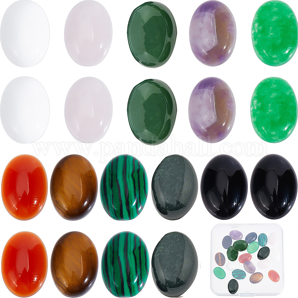 Wholesale SUNNYCLUE 1 Box 22Pcs Stone Cabochons Flatback Natural ...
