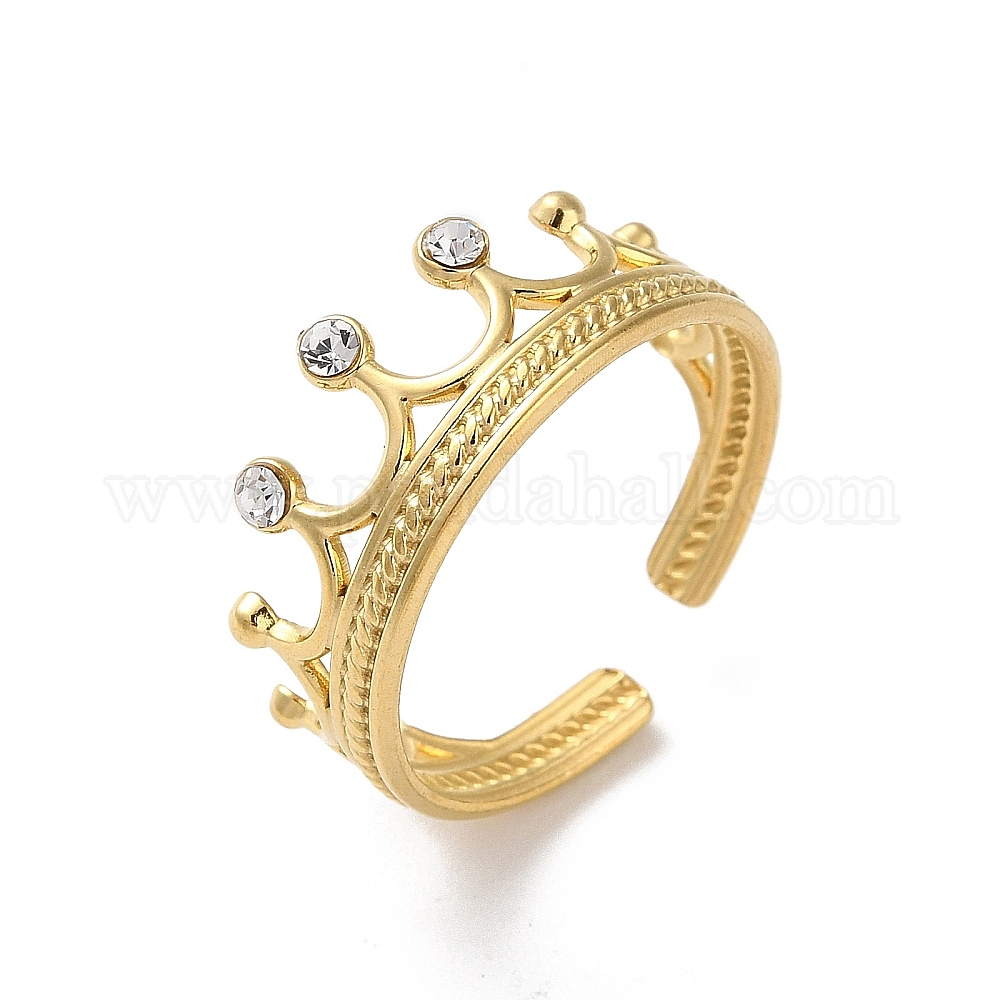 Wholesale 304 Stainless Steel Rhinestone Cuff Rings - Pandahall.com