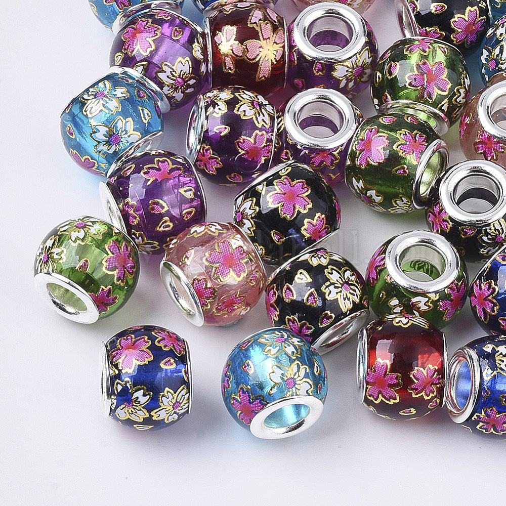 Wholesale Printed Transparent Glass European Beads - Pandahall.com