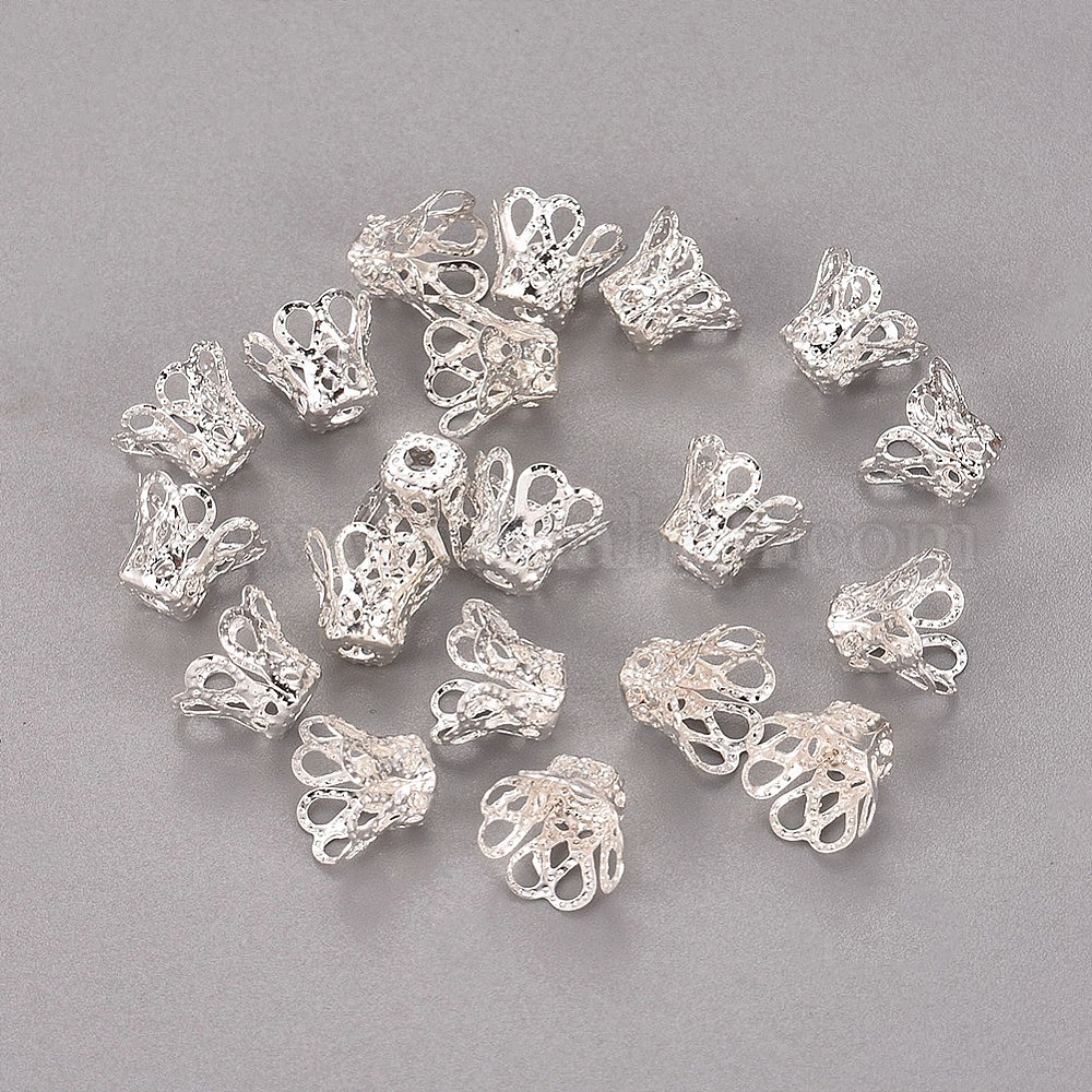 Wholesale Plated Iron Bell Filigree Bead Caps - Pandahall.com