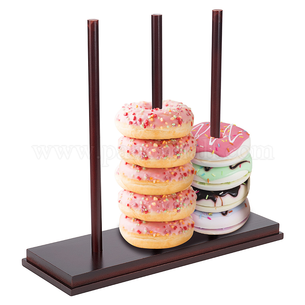Wholesale FINGERINSPIRE Wood Donut Stand Dark Red Detachable Donut ...