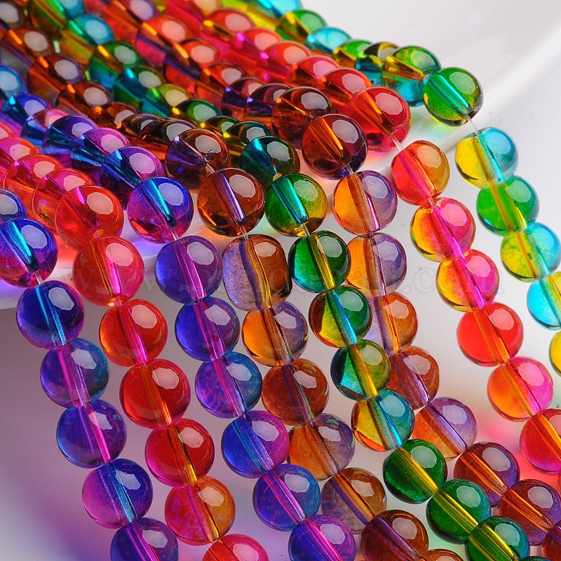 Wholesale Spray Painted Transparent Glass Bead Strands - Pandahall.com