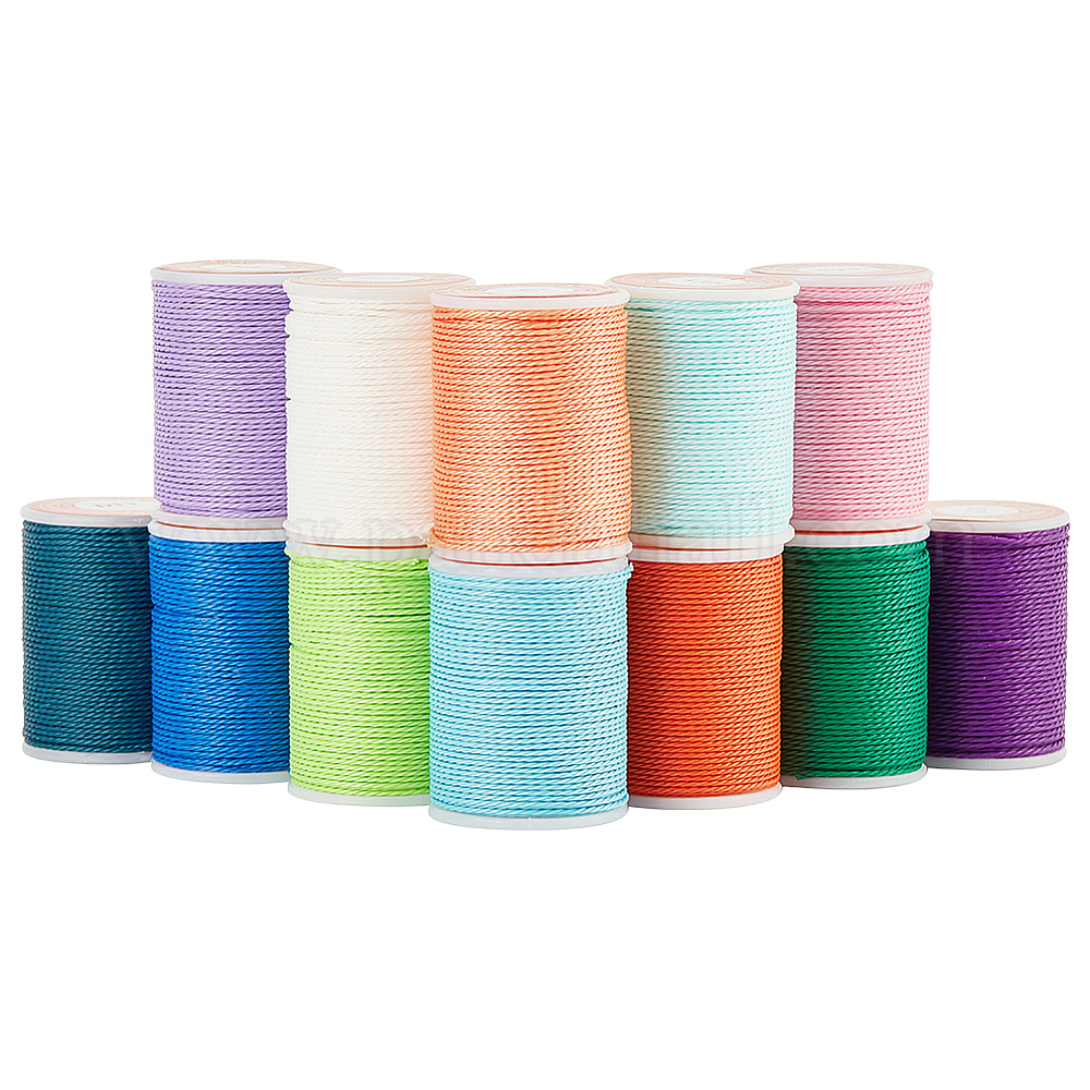 Wholesale PandaHall Elite 12 Rolls 12 Colors Round Waxed Polyester Cord ...