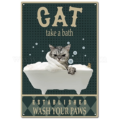 Wholesale CREATCABIN Cat Bathroom Sign Wall Decor Rustic Wash Your Paws ...