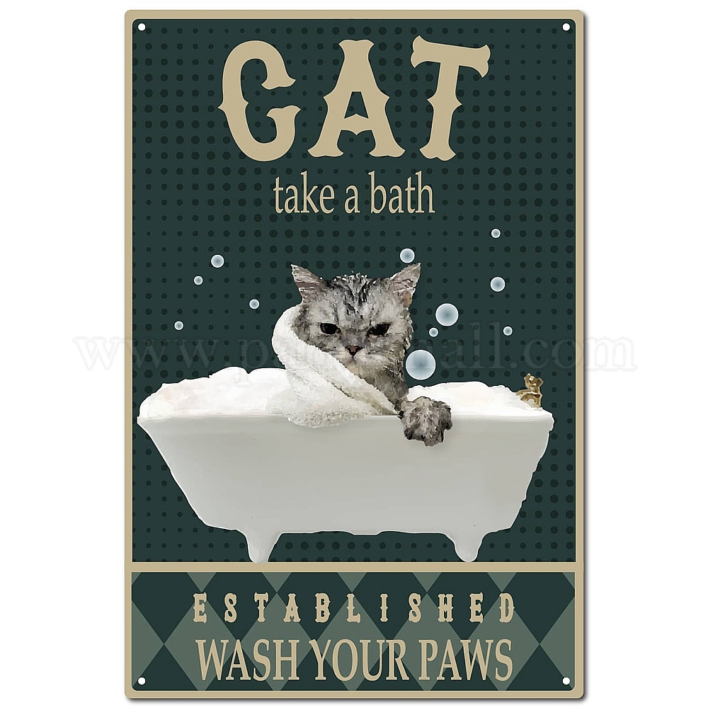 Wholesale CREATCABIN Cat Bathroom Sign Wall Decor Rustic Wash Your Paws ...