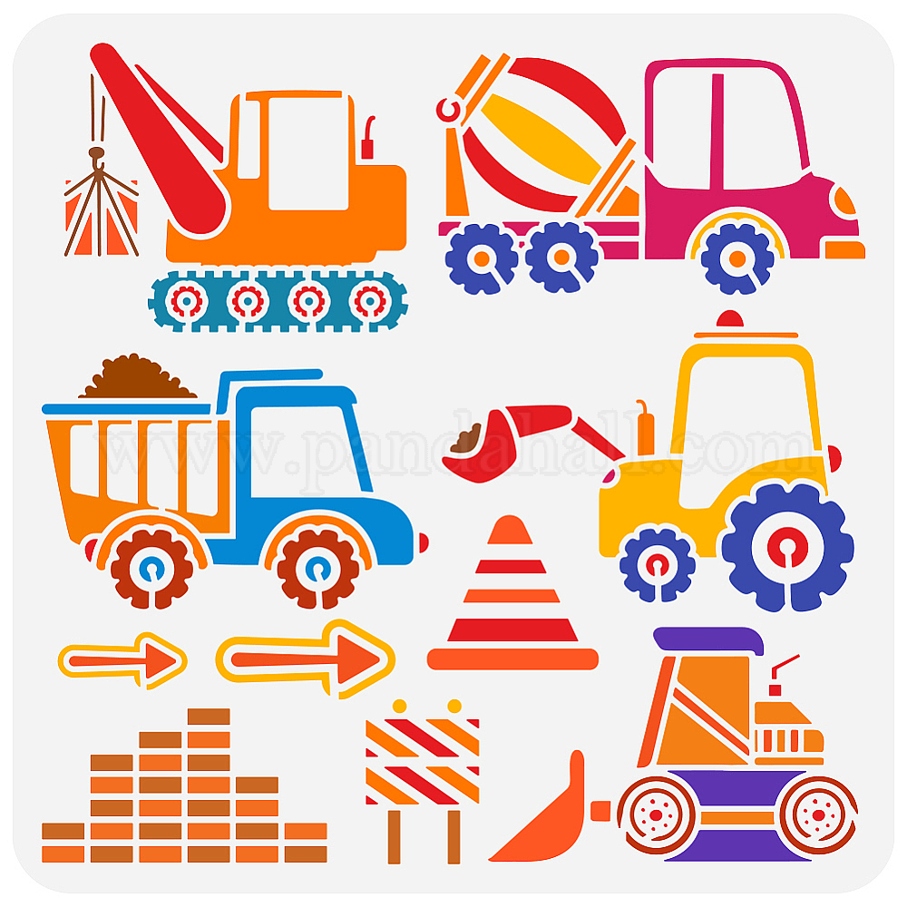 Wholesale FINGERINSPIRE Construction Vehicle Painting Stencil 11.8x11 ...