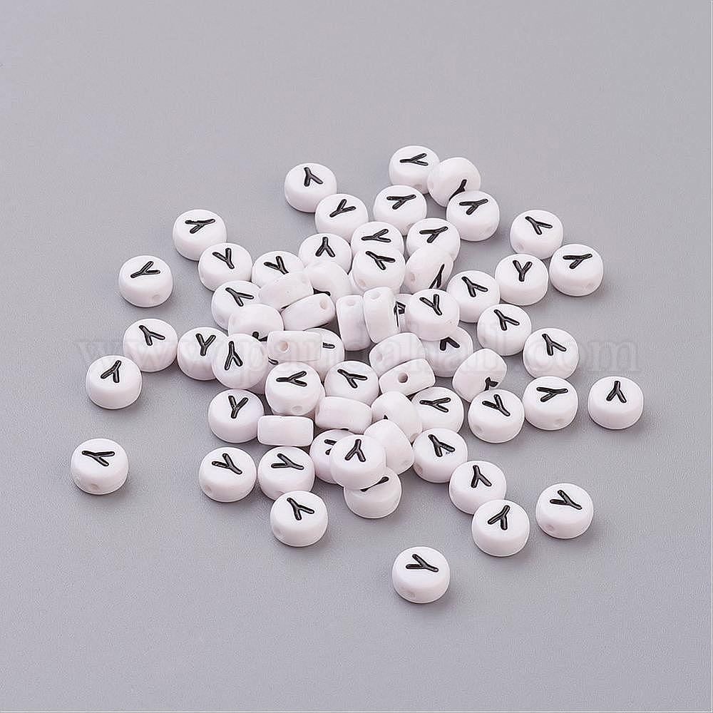 Wholesale Flat Round with Letter Y Acrylic Beads - Pandahall.com
