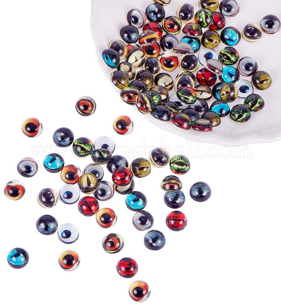 Wholesale PandaHall Elite 100pcs 8mm Round Animal Evil Eyes Flatback ...