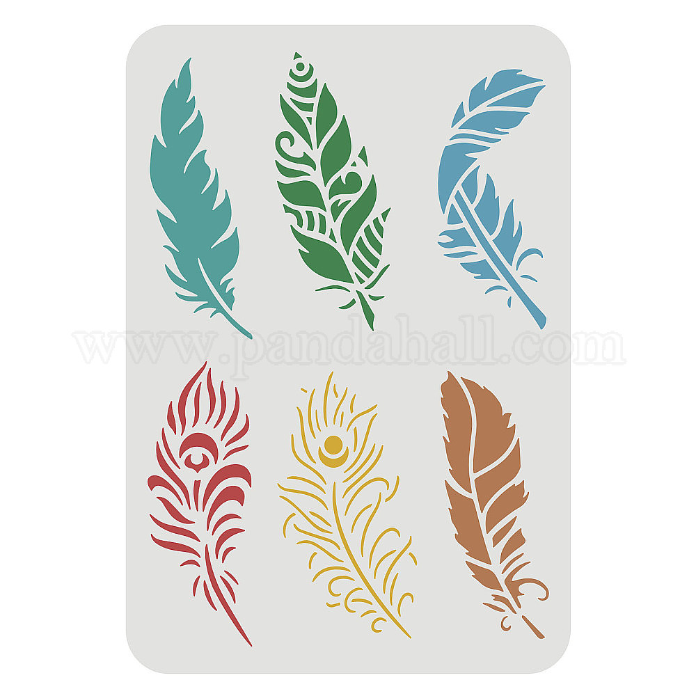 Wholesale FINGERINSPIRE Peacock Feather Stencil 29.7x21cm Reusable ...