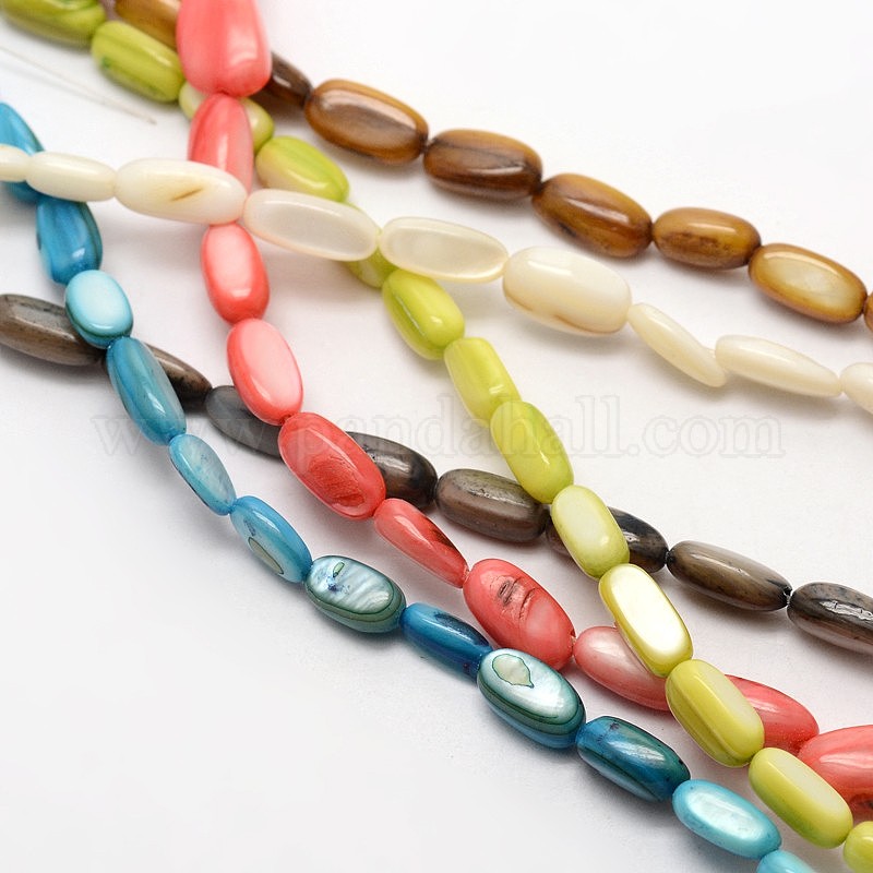 Wholesale Dyed Oval Natural Freshwater Shell Beads Strands - Pandahall.com
