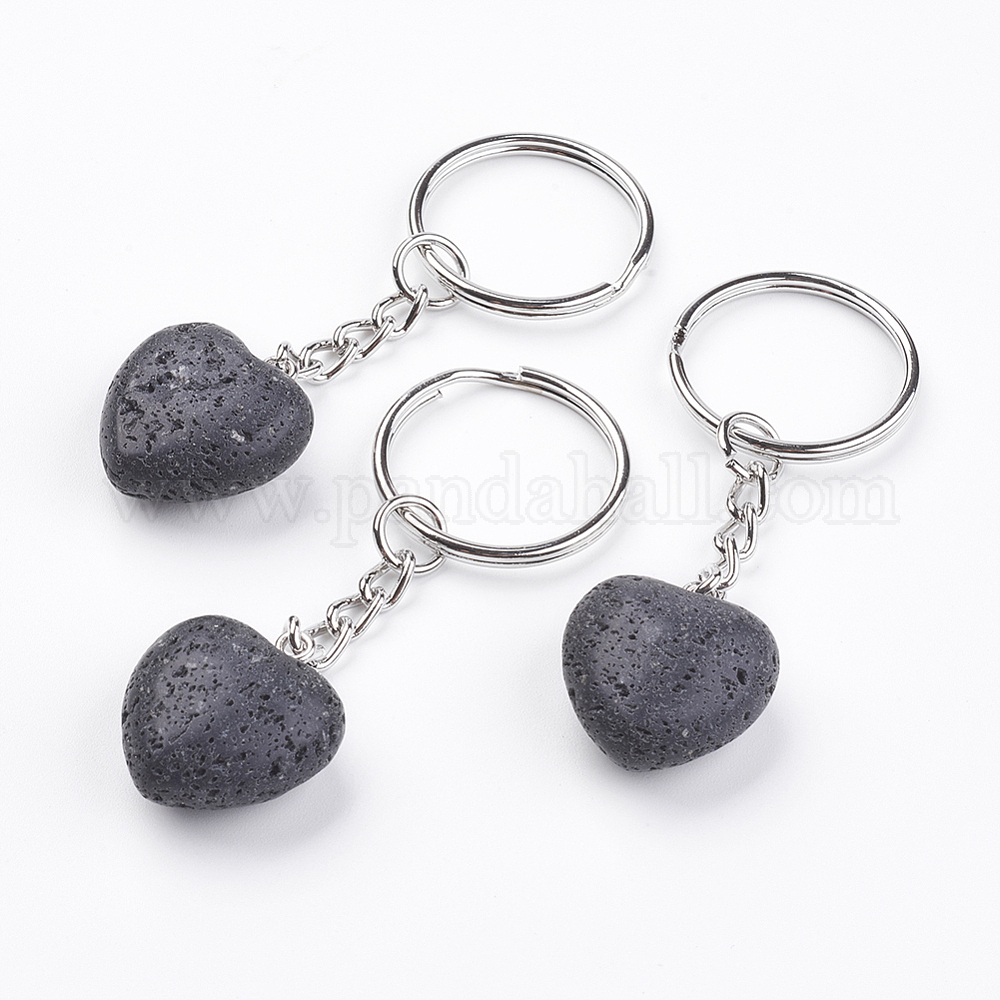 Wholesale Natural Lava Rock Keychain - Pandahall.com