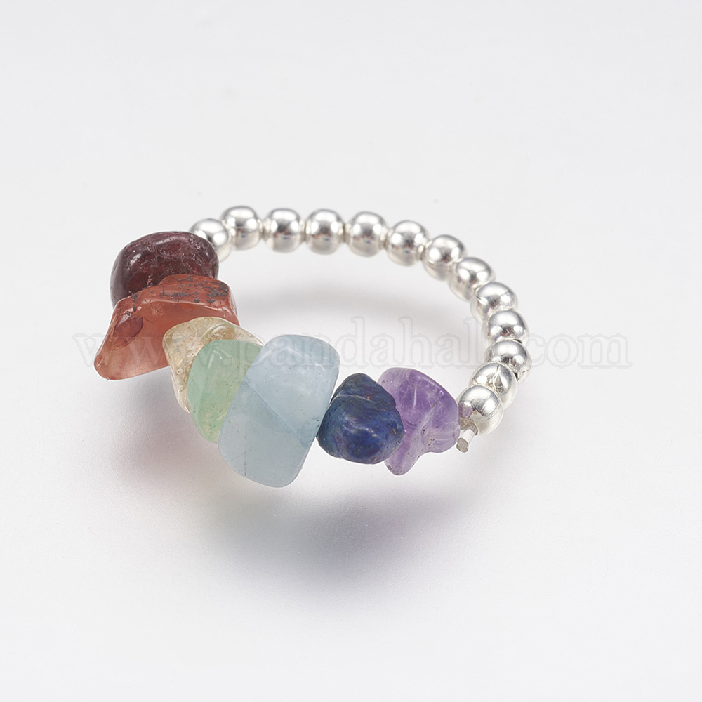Wholesale Natural Gemstone Chip Stretch Rings - Pandahall.com
