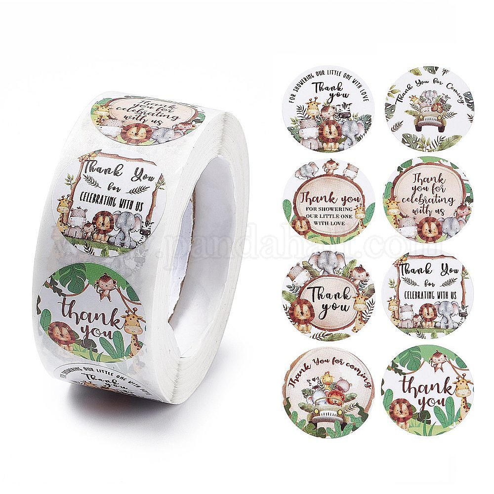 Wholesale 8 Patterns Paper Thank You Gift Sticker Rolls - Pandahall.com