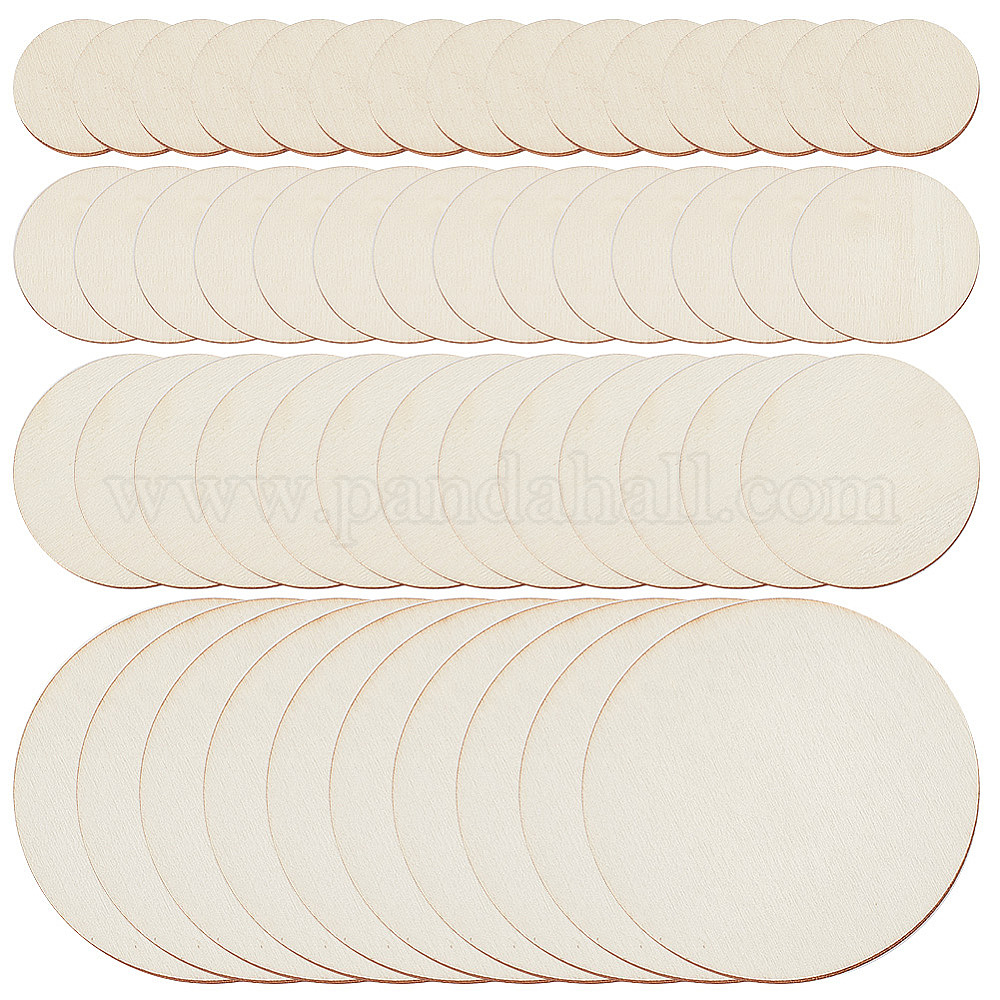 Wholesale GOMAKERER 135 Pcs 4 Sizes Wooden Round Cutouts - Pandahall.com