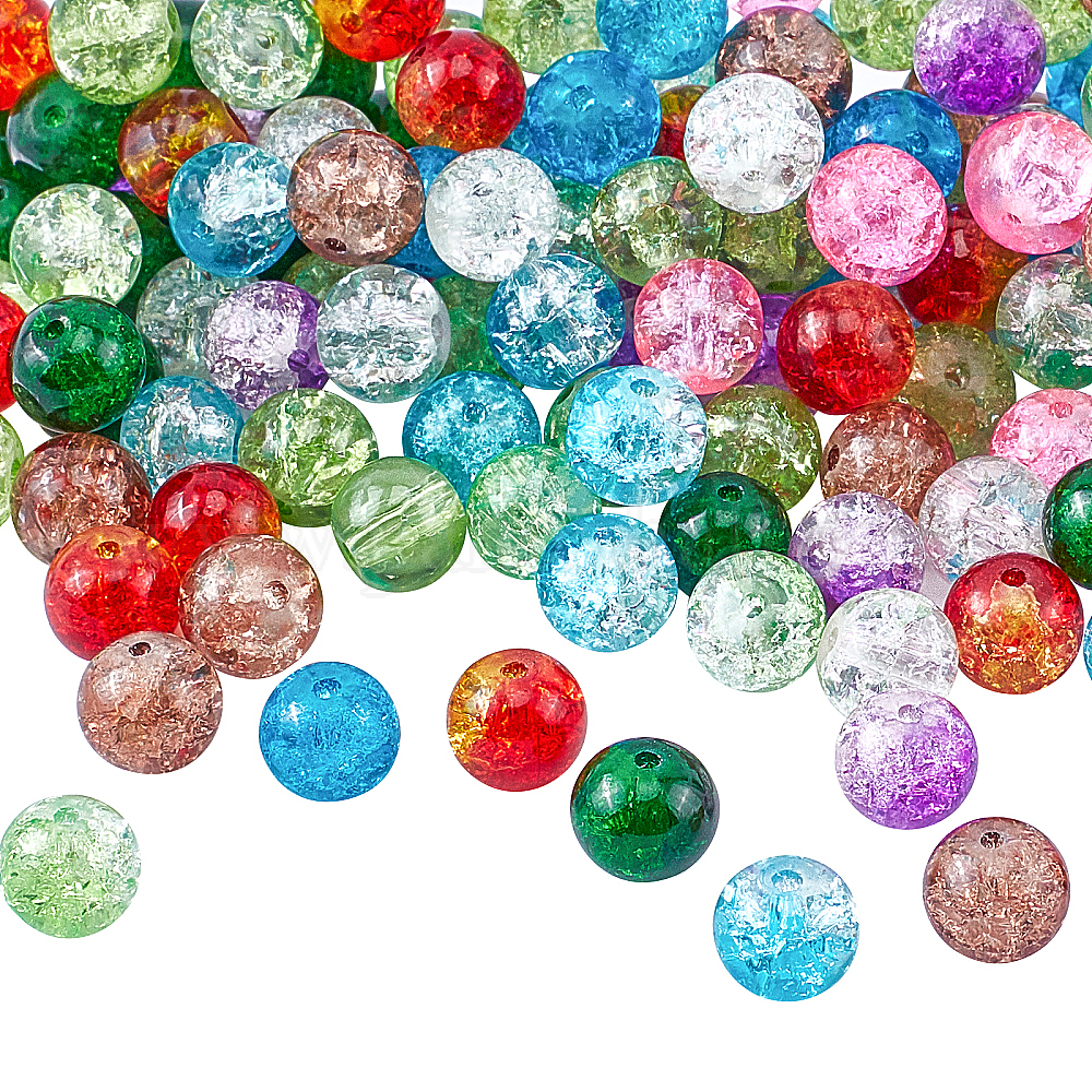 Wholesale Ph Pandahall 8mm Crackle Glass Lampwork Beads For Jewelry