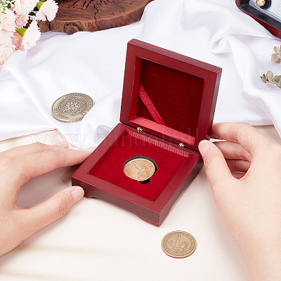 Wholesale MAYJOYDIY Single Coin Wooden Display Box Dark Red Challenge ...