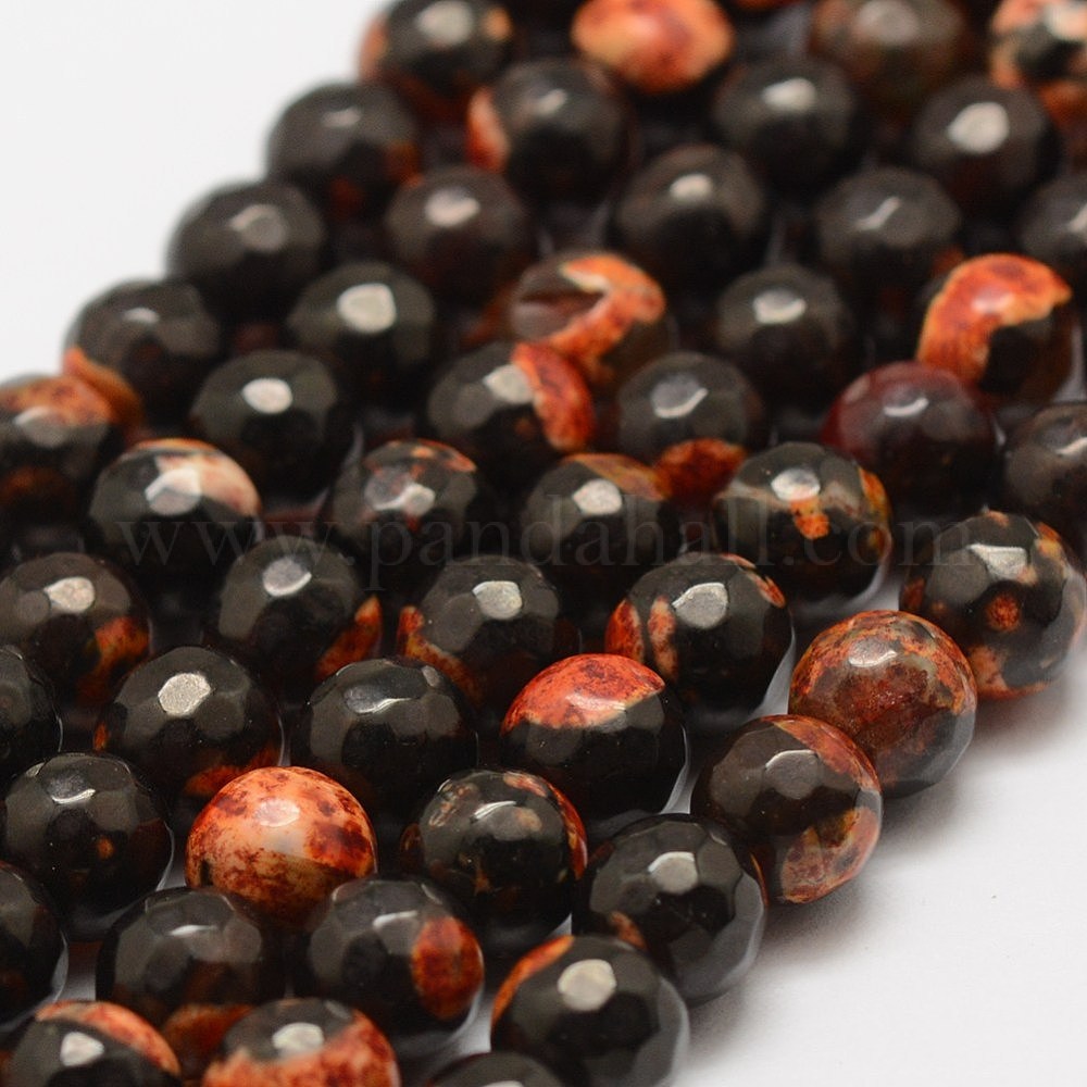 Wholesale Faceted Natural Fire Crackle Agate Beads Strands - Pandahall.com