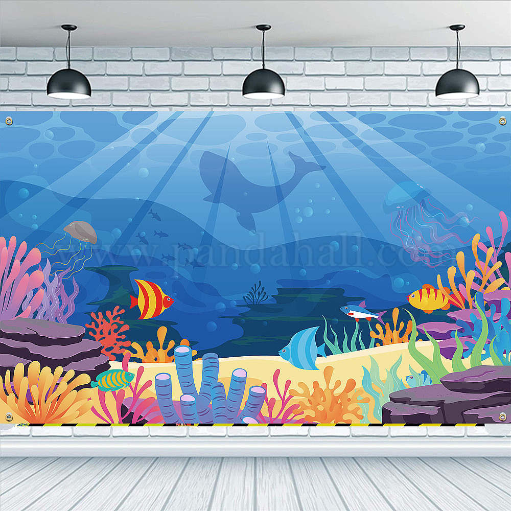 Wholesale FINGERINSPIRE Under The Sea Backdrop 185x100cm Colorful Reefs and Algae Hanging Banner ...