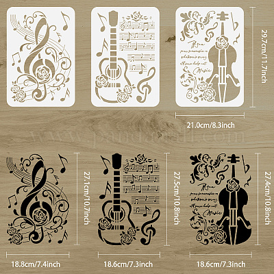 Wholesale FINGERINSPIRE 3PCS Music Notes Stencil 8.3x11.7 inch Plastic ...
