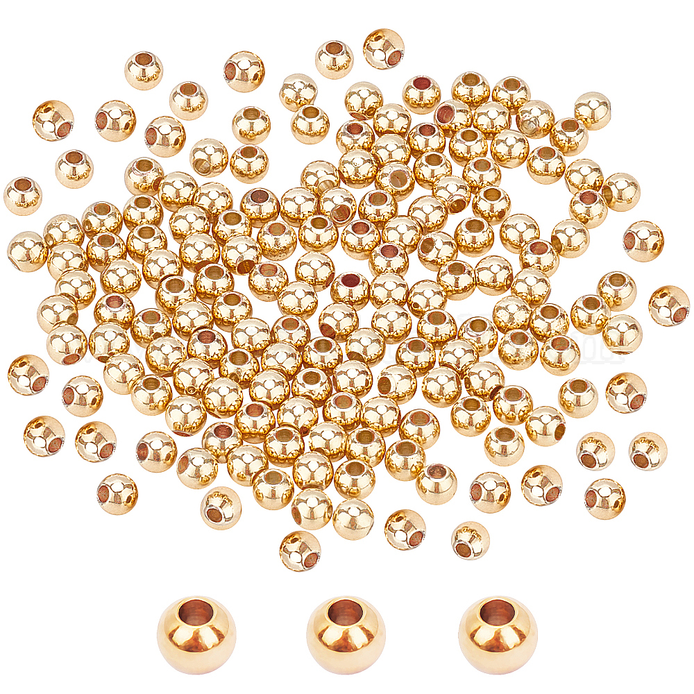 Wholesale PandaHall 300pcs 4mm Gold Plated Brass Beads Long-Lasting ...