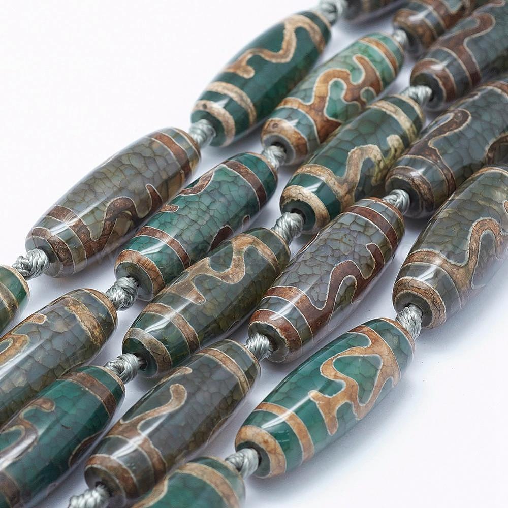 Wholesale Natural Agate Tibetan Style Nectar Bottle Pattern dZi Beads ...