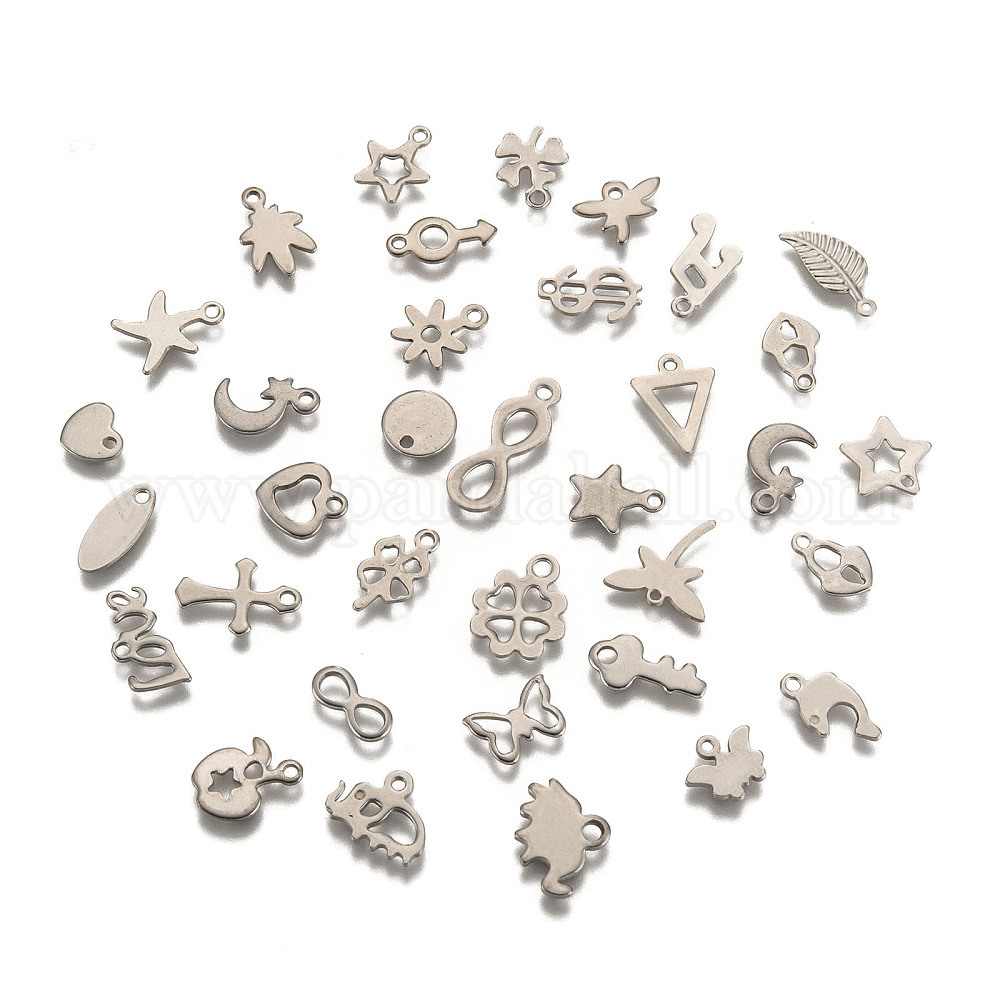 Wholesale Tarnish Resistant 304 Stainless Steel Charms Mixed Shapes ...