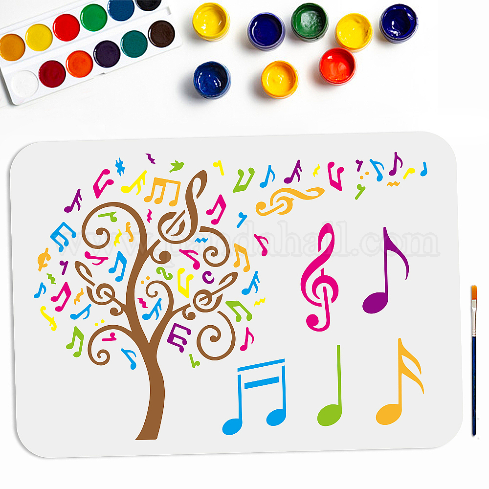 Wholesale Music Tree Notes Stencils 11.7×8.3inch Large Artistic Tree of ...