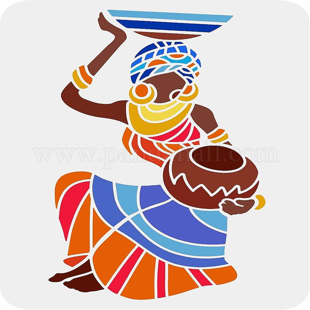 Wholesale FINGERINSPIRE African Girl Stencils 29.7x21cm Lady Silhouette ...