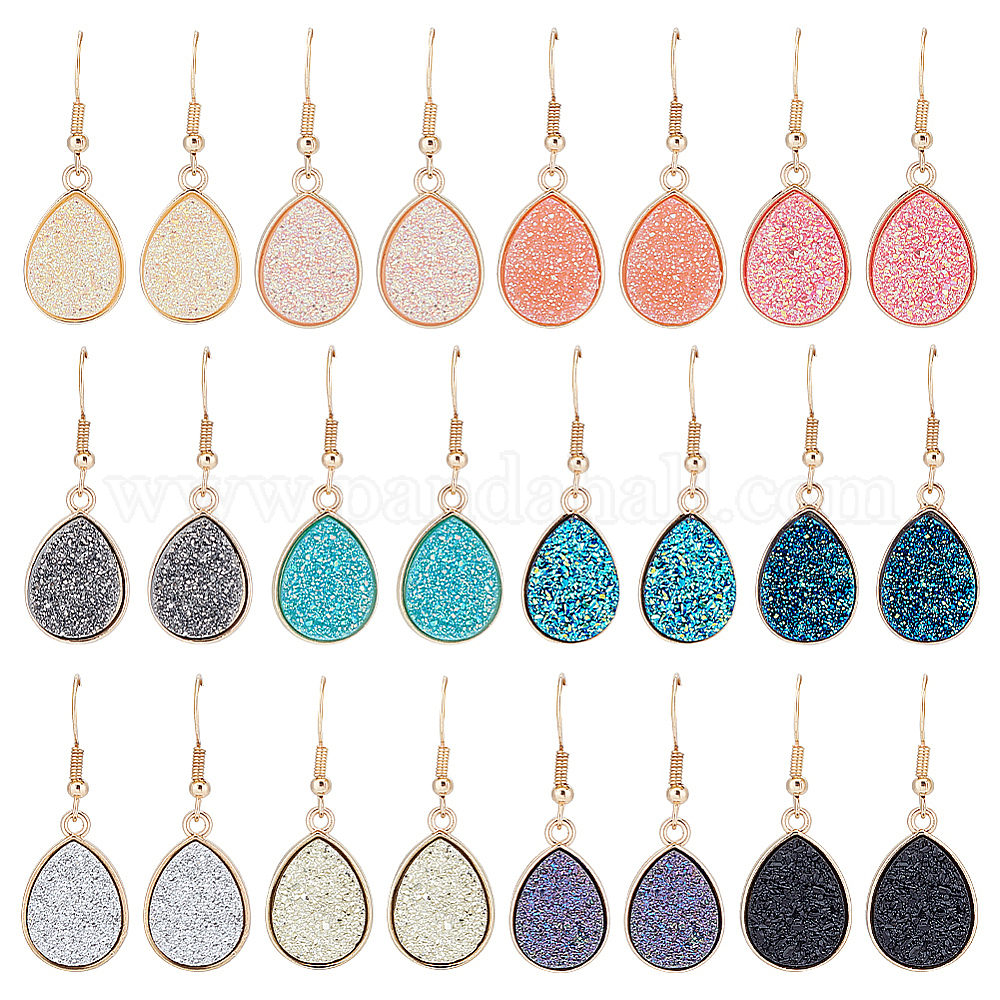 Wholesale ANATTASOUL 12 Pairs 12 Color Bling Resin Teardrop Dangle ...