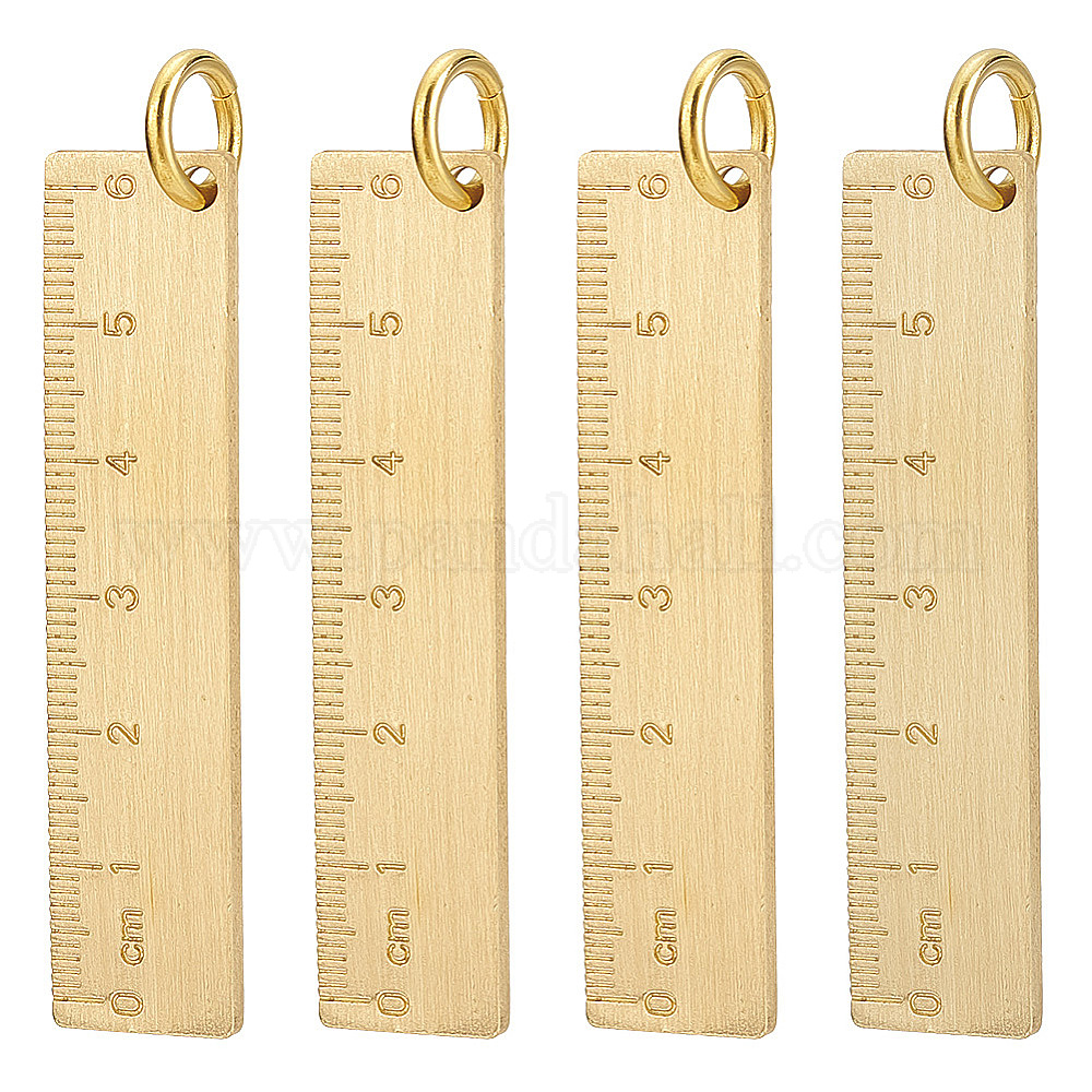 Wholesale DELORIGIN 4Pcs Small Metal Ruler Keychain 6cm Brass Gold ...