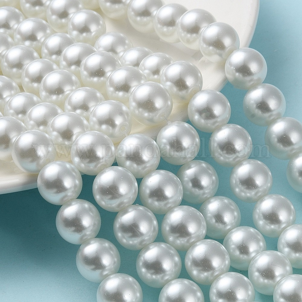 Wholesale Baking Painted Pearlized Glass Pearl Round Bead Strands ...