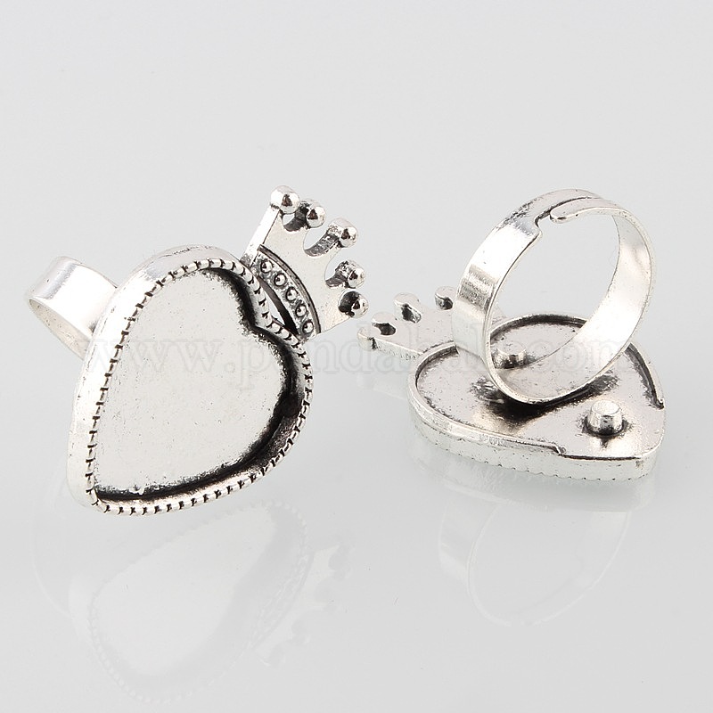 Wholesale Vintage Adjustable Iron Finger Ring Components Alloy Crown ...