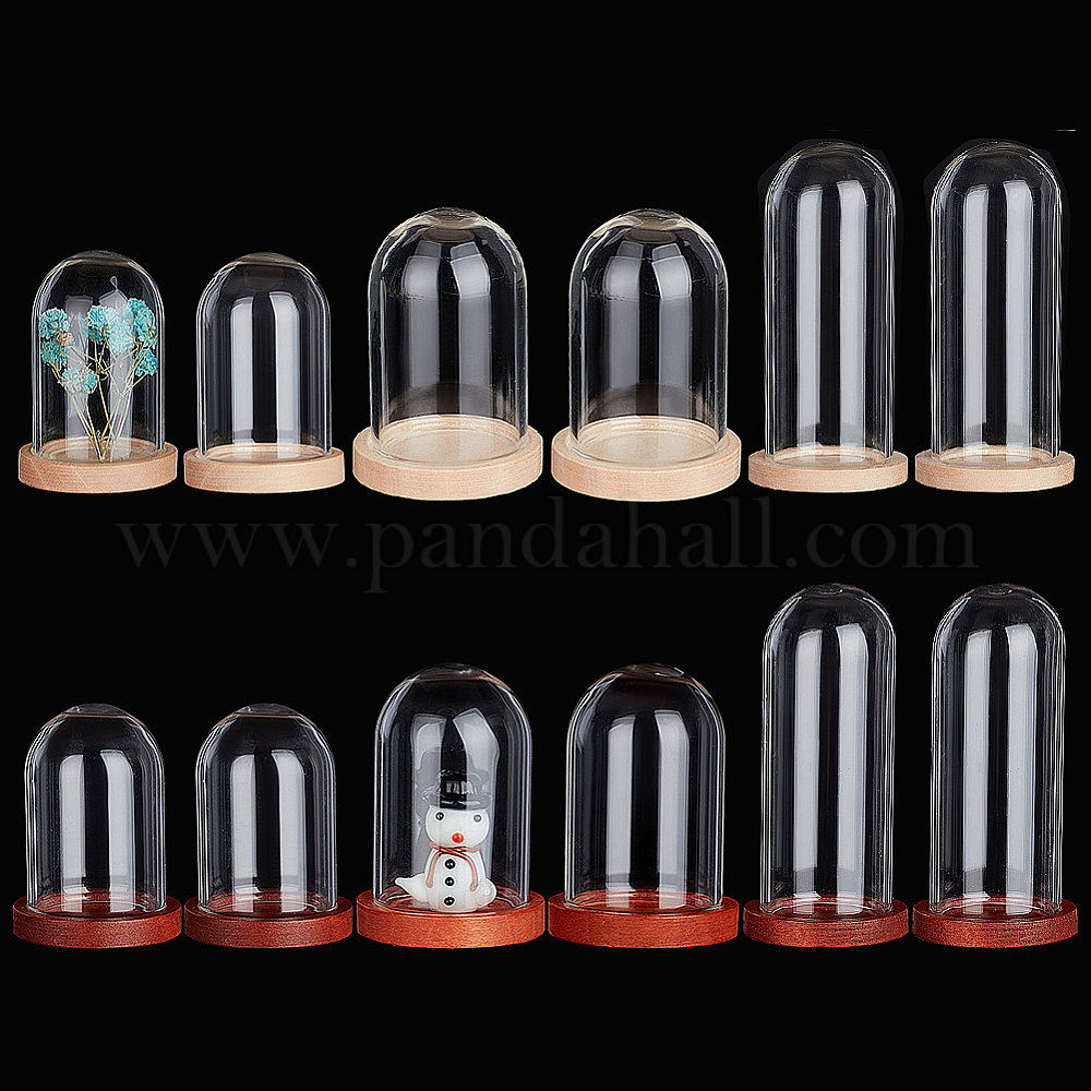 Wholesale PH PandaHall 12Sets Glass Display Cloche Dome 3 Size Mini ...