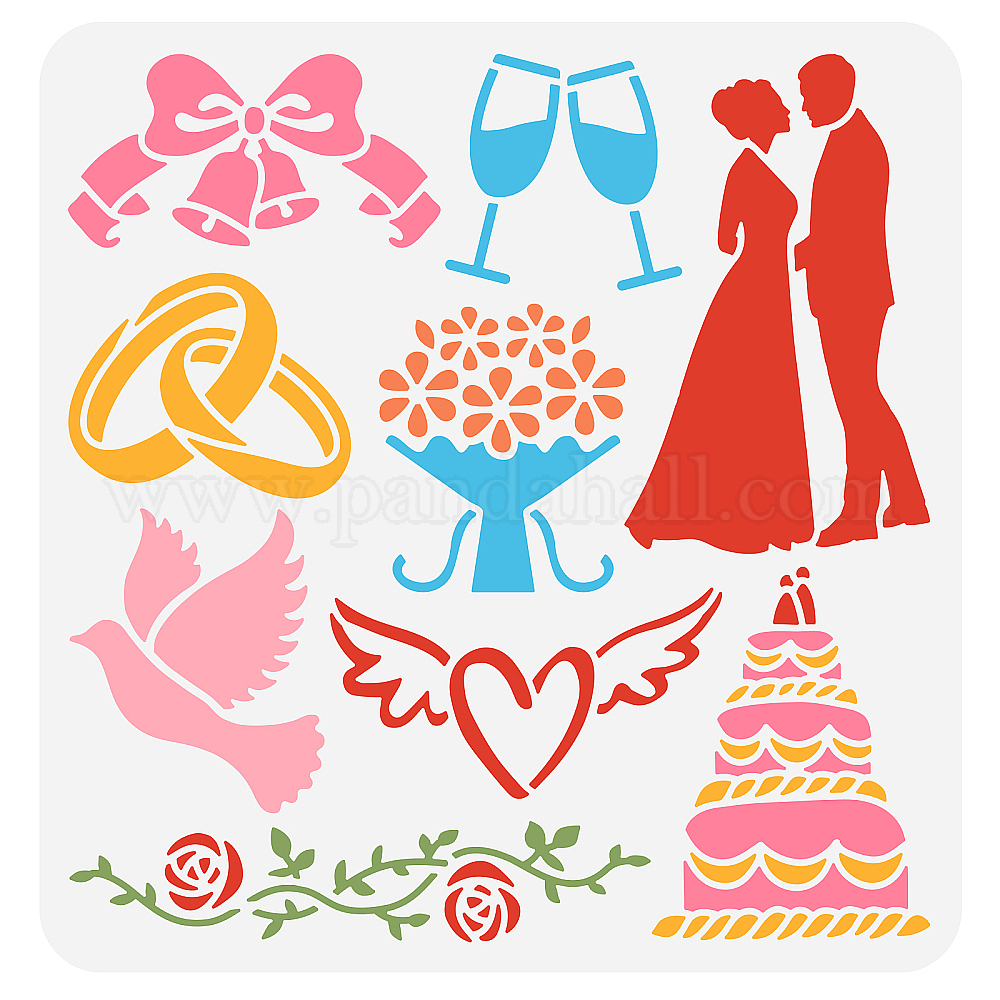Wholesale FINGERINSPIRE Wedding Stencil 11.8x11.8inch Reusable Bride ...