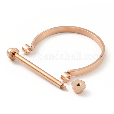 Wholesale 304 Stainless Steel D Shape Bar Screw Bangle - Pandahall.com