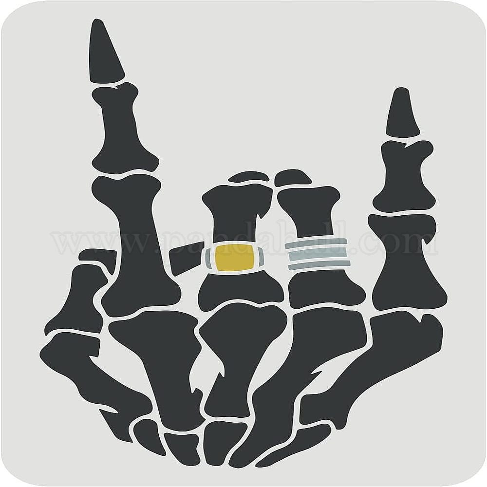 Wholesale FINGERINSPIRE Skeleton Hand Stencil 29.7x21cm Skeleton Rock ...