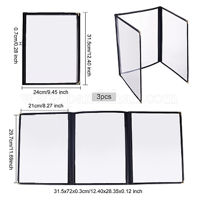 Wholesale OLYCRAFT 3Pcs A4 Triple Fold Menu Covers Plastic 6 View Menu ...
