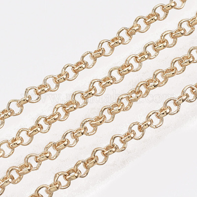 Wholesale Soldered Brass Coated Iron Rolo Chains - Pandahall.com