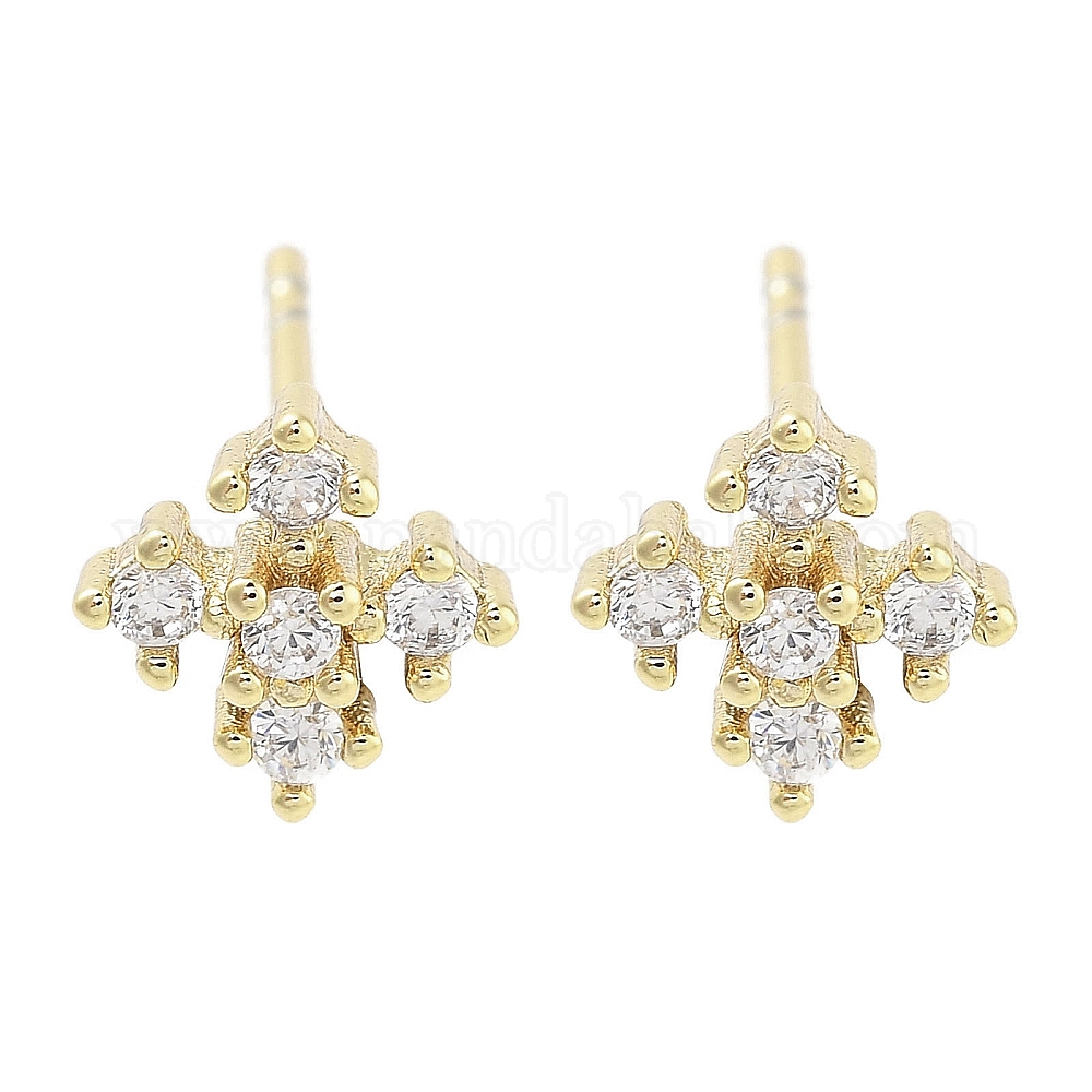 Wholesale Brass Micro Pave Clear Cubic Zirconia Studs Earring ...