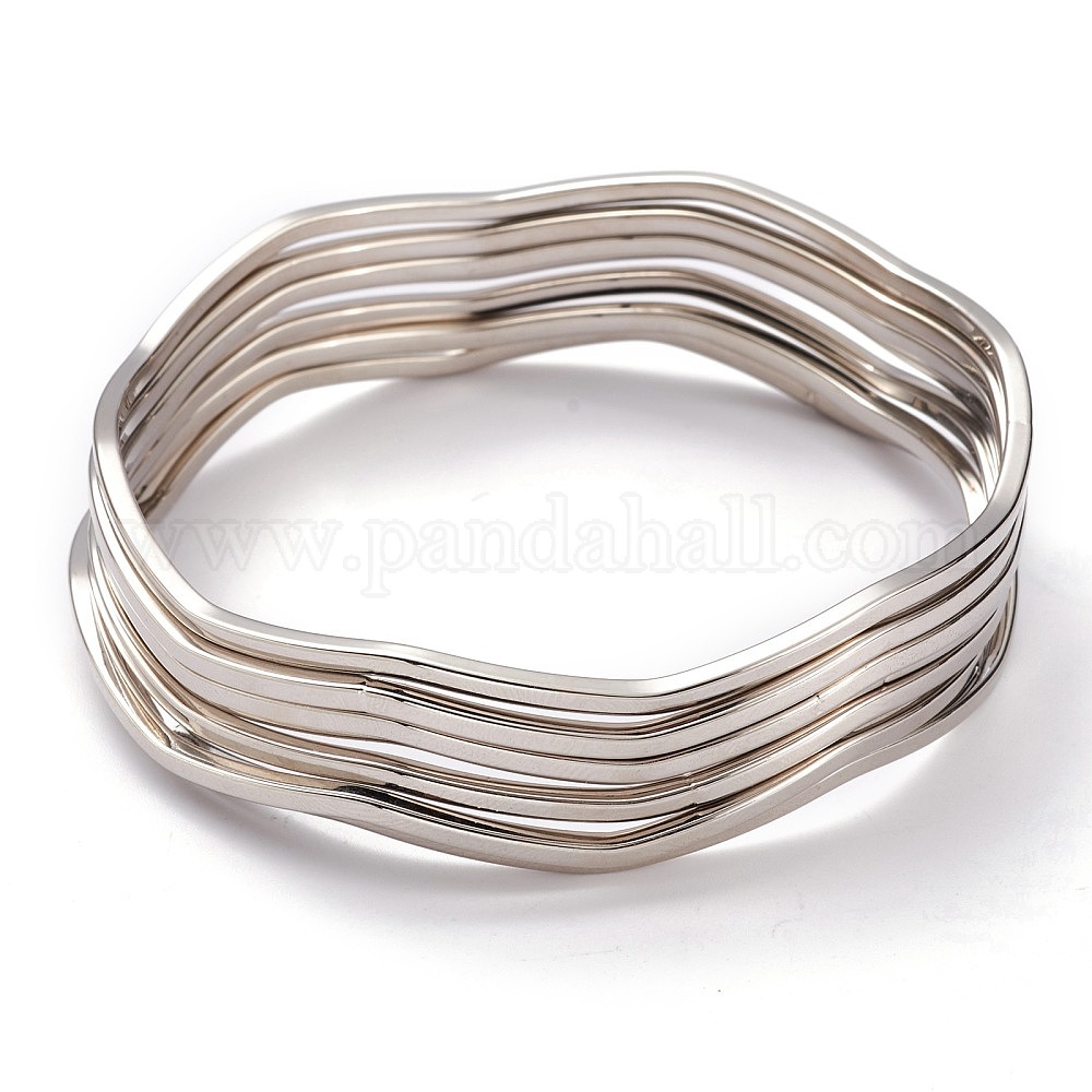 Wholesale 7Pcs Women's Simple Fashion 304 Stainless Steel Stackable Bangles - Pandahall.com