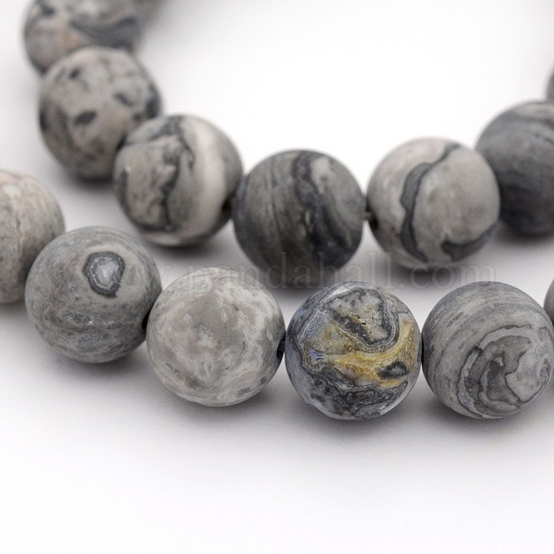 Wholesale Frosted Natural Map Stone/Picasso Stone/Picasso Jasper Round ...
