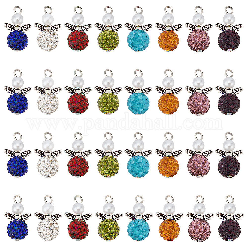 Wholesale PH PandaHall 32pcs 8 Colors Angel Wing Charms - Pandahall.com