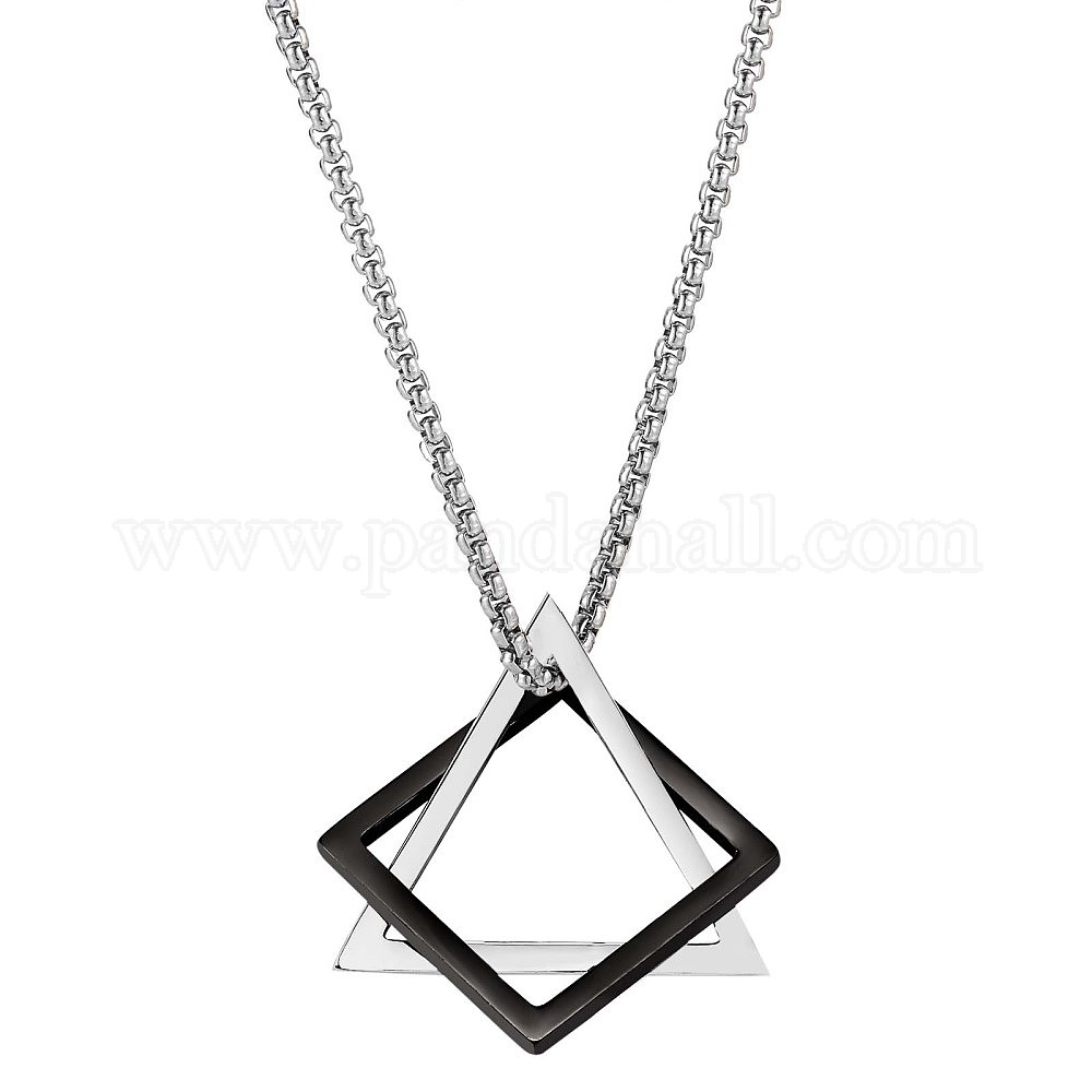 Wholesale 304 Stainless Steel Triangle & Rhombus Pendant Necklace with ...
