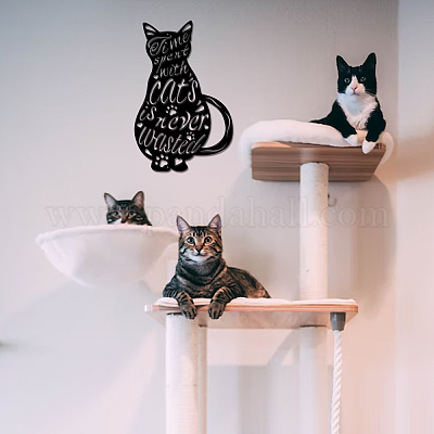 Wholesale SUPERDANT Metal Cat Wall Art Decor Time Spent with Cats is ...